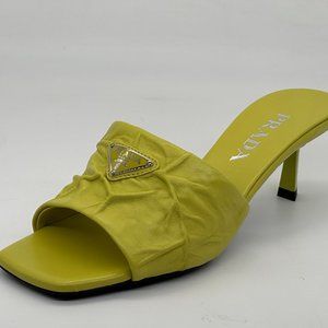 Prada | Shoes | Prada Signature Logo Antique Crinkled Leather Mules ...
